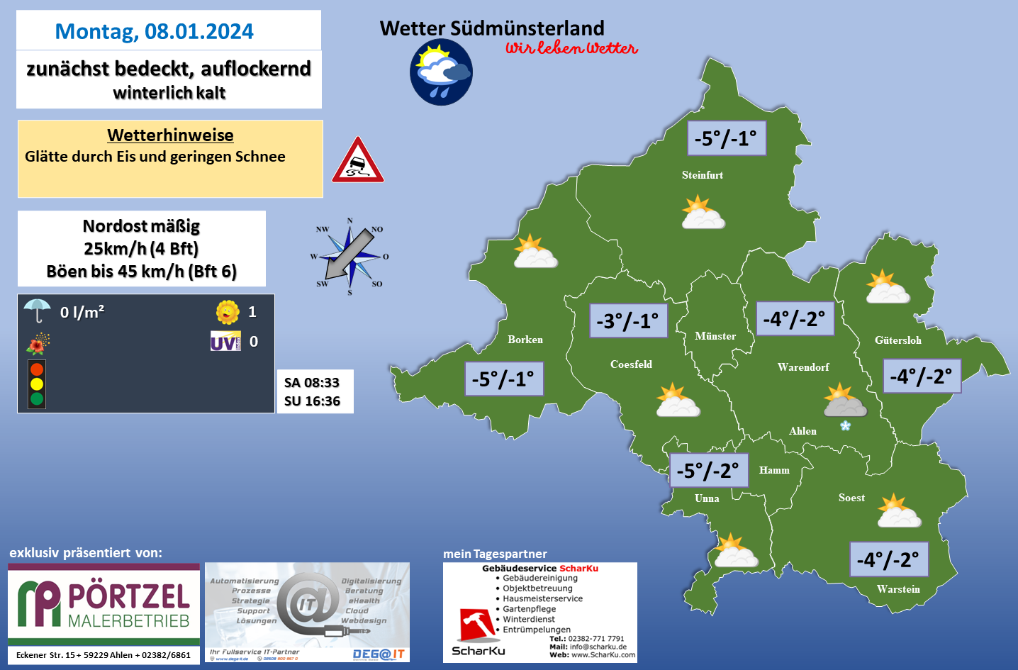 Das Wetter am Montag, 08.01.2024